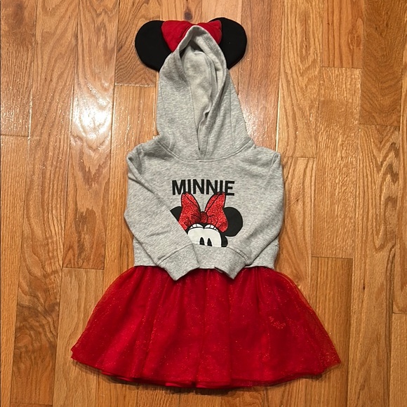 Disney | Dresses | Disney Minnie Mouse Gray And Red Dress | Poshmark